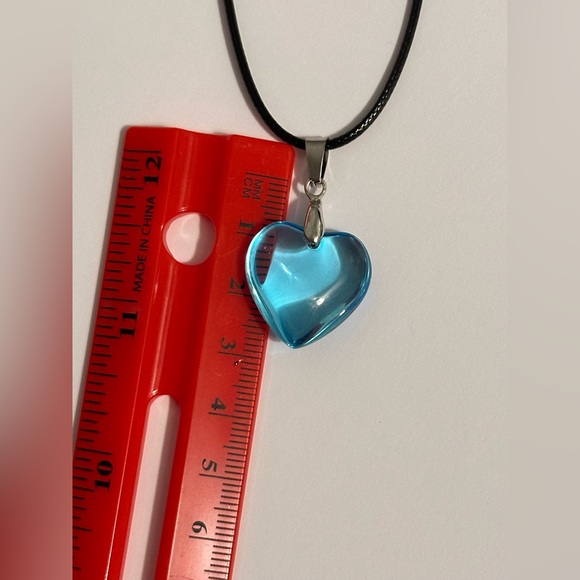 Handmade | Jewelry | Blue Glass Crystal Heart Pendant Necklace | Poshmark
